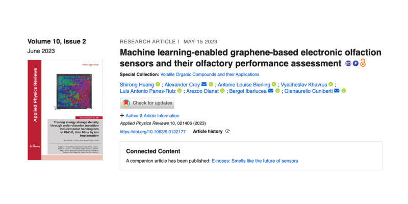 Machine Learning Enabled Graphene Based Electronic Olfaction Sensors And Their Olfactory